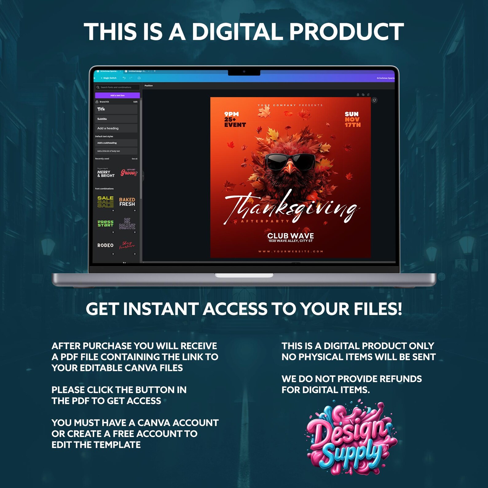 Thanksgiving Flyer Canva Template: Promotional Social Media Post - Etsy