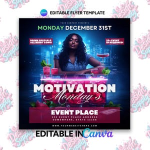 Motivation Monday Urban Club Flyer: Editable Canva Template - Etsy