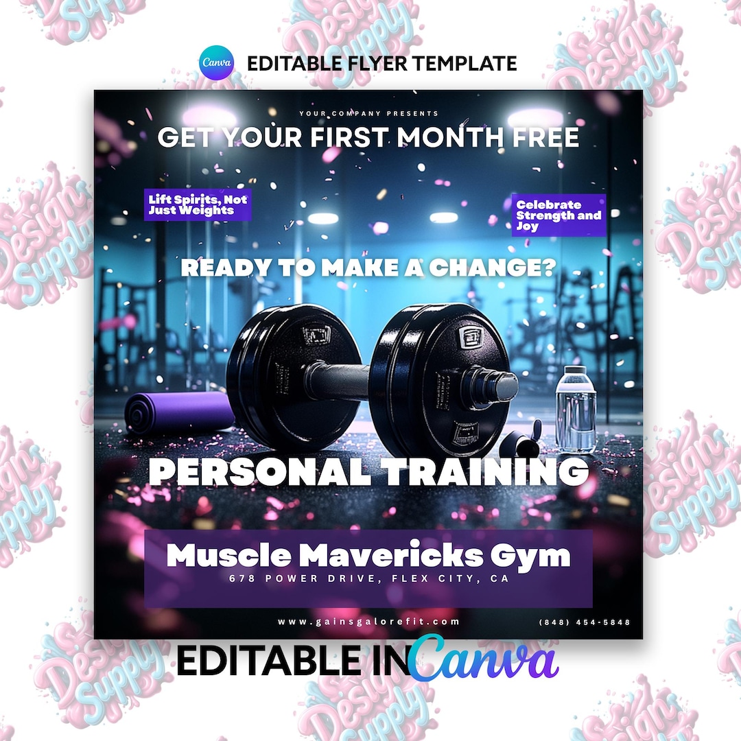 Personal Trainer Fitness Flyer Template | Editable Canva Design | Gym ...