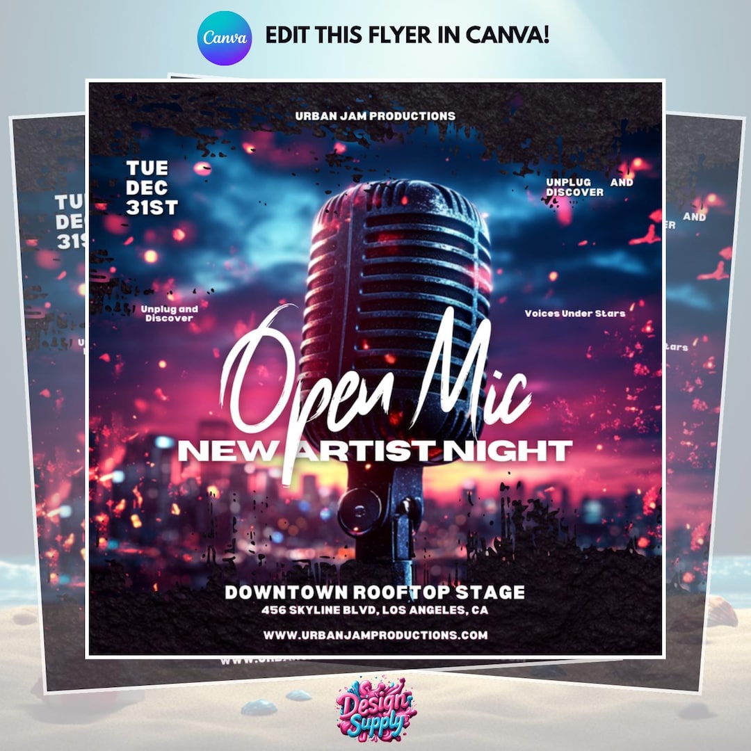 Open Mic Night Flyer Template: Editable Canva Design - Etsy