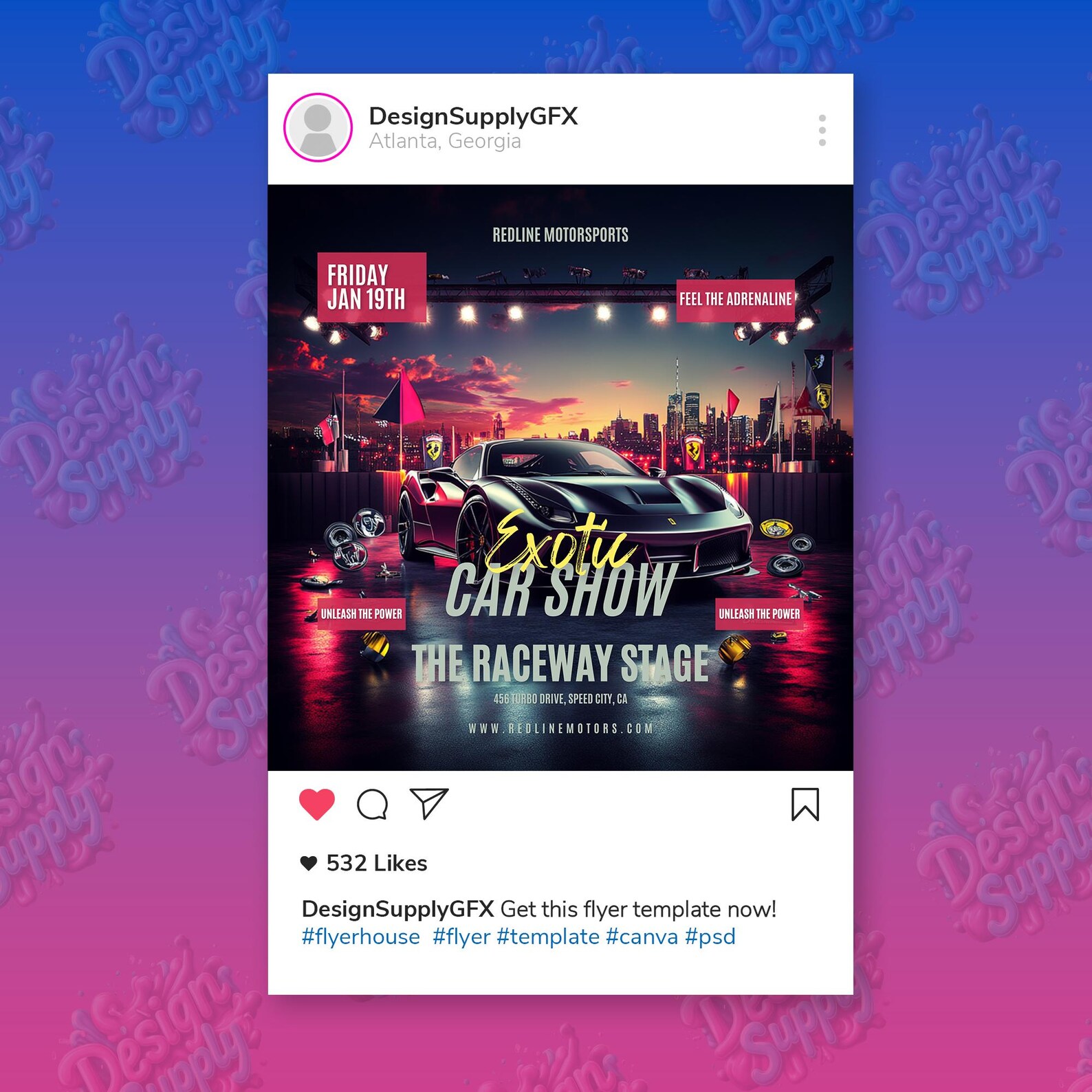 Exotic Car Show Flyer Template: Editable Auto Event Invitation (canva ...