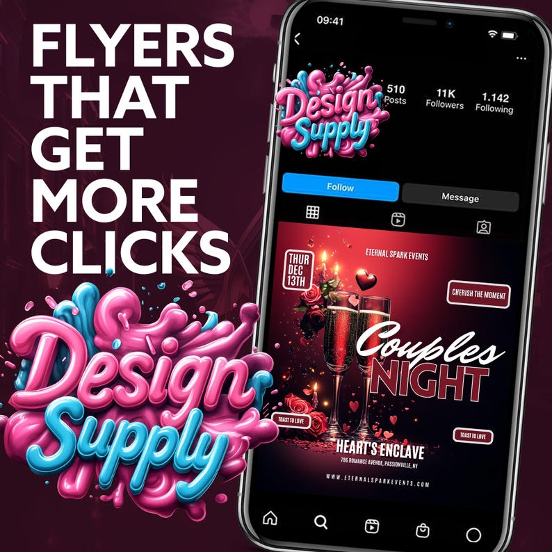 Couples Night Flyer Template: Editable Champagne Design (canva) - Etsy