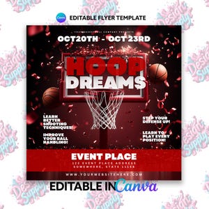 Hoop Dreams Basketball Flyer Canva Template | Editable Event Flyer ...