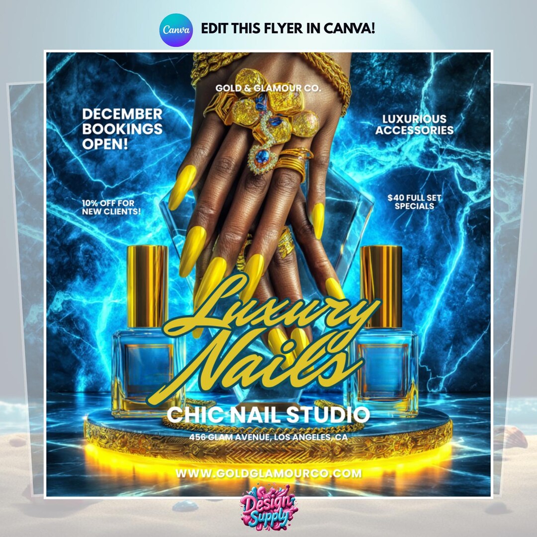 Luxury Nails Flyer Template : Chic Nail Studio Promotional Canva Design ...