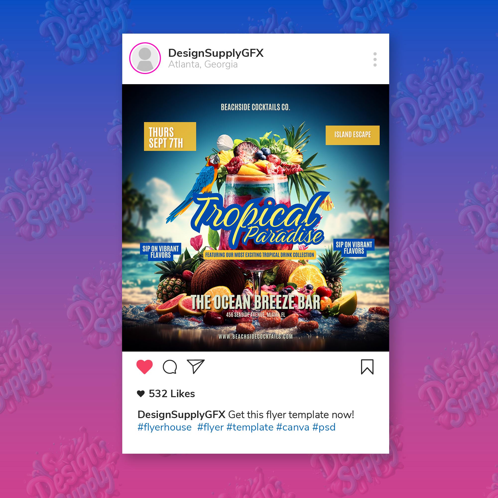 Tropical Paradise Flyer Template: Beach Party Invitation (editable ...