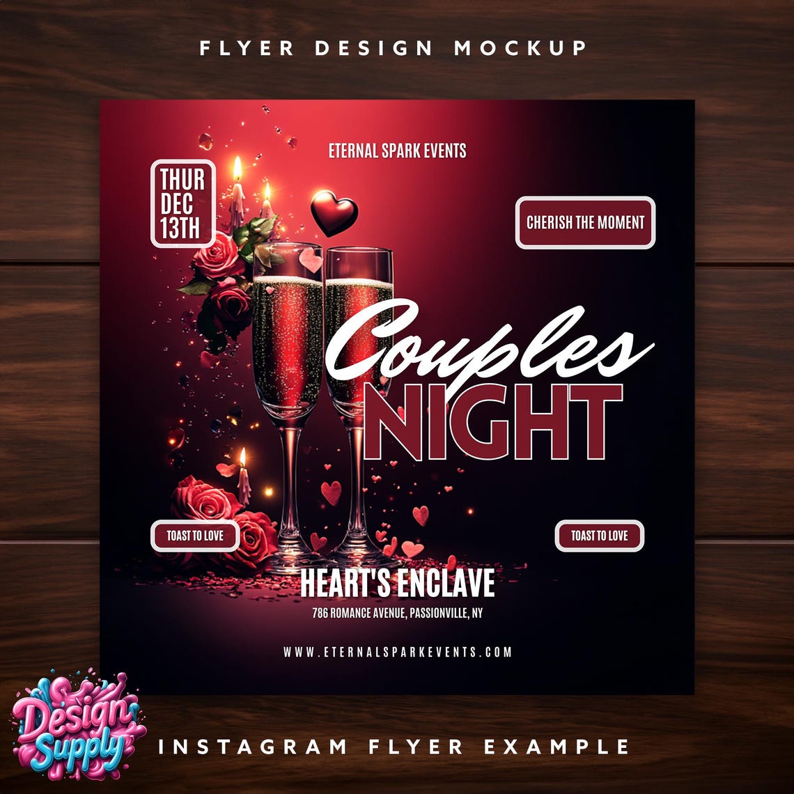Couples Night Flyer Template: Editable Champagne Design (canva) - Etsy