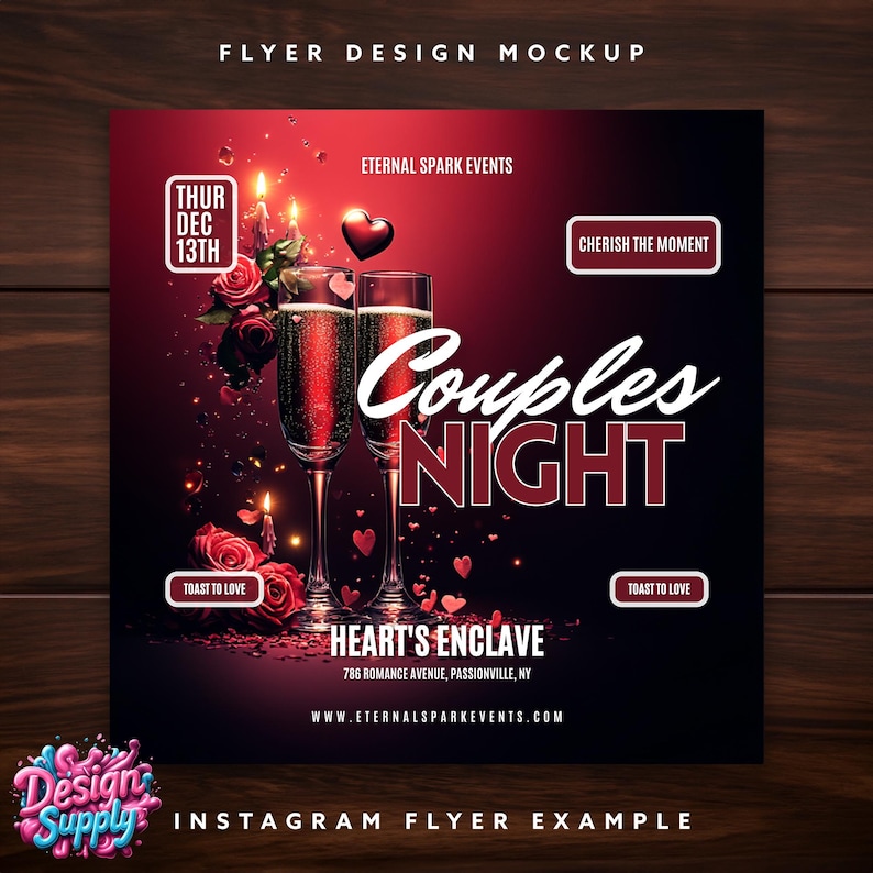 Couples Night Flyer Template: Editable Champagne Design (canva) - Etsy