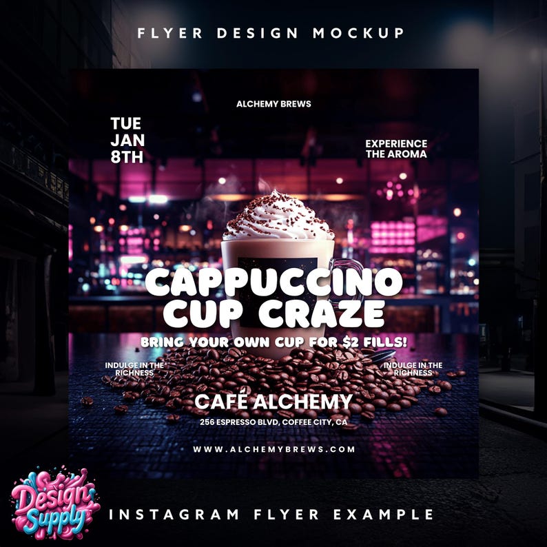 Cappuccino Cup Craze Coffee Flyer Template: Editable Cafe Ad (canva) - Etsy