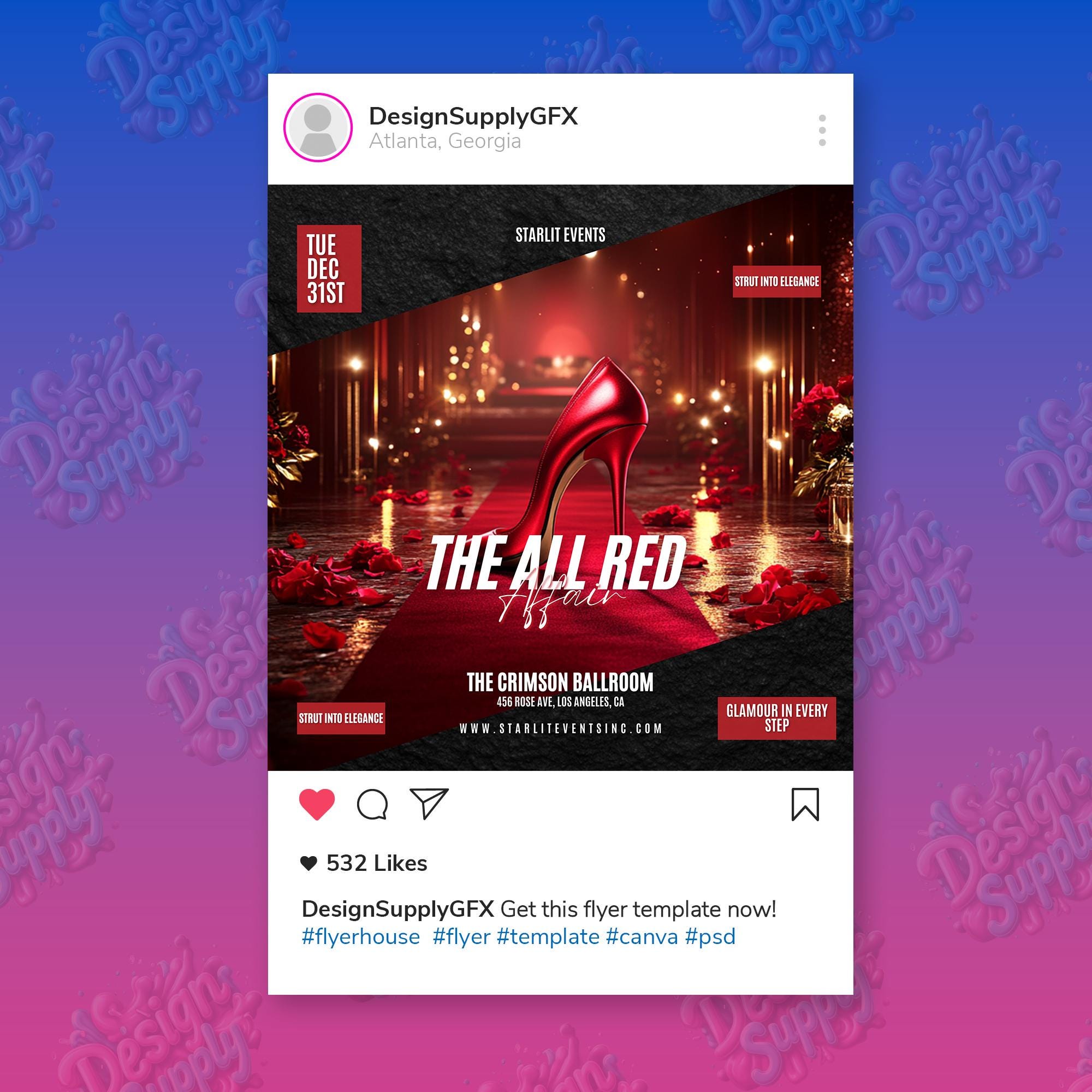 Elegant Red Theme Party Flyer: Editable Canva Template (digital ...