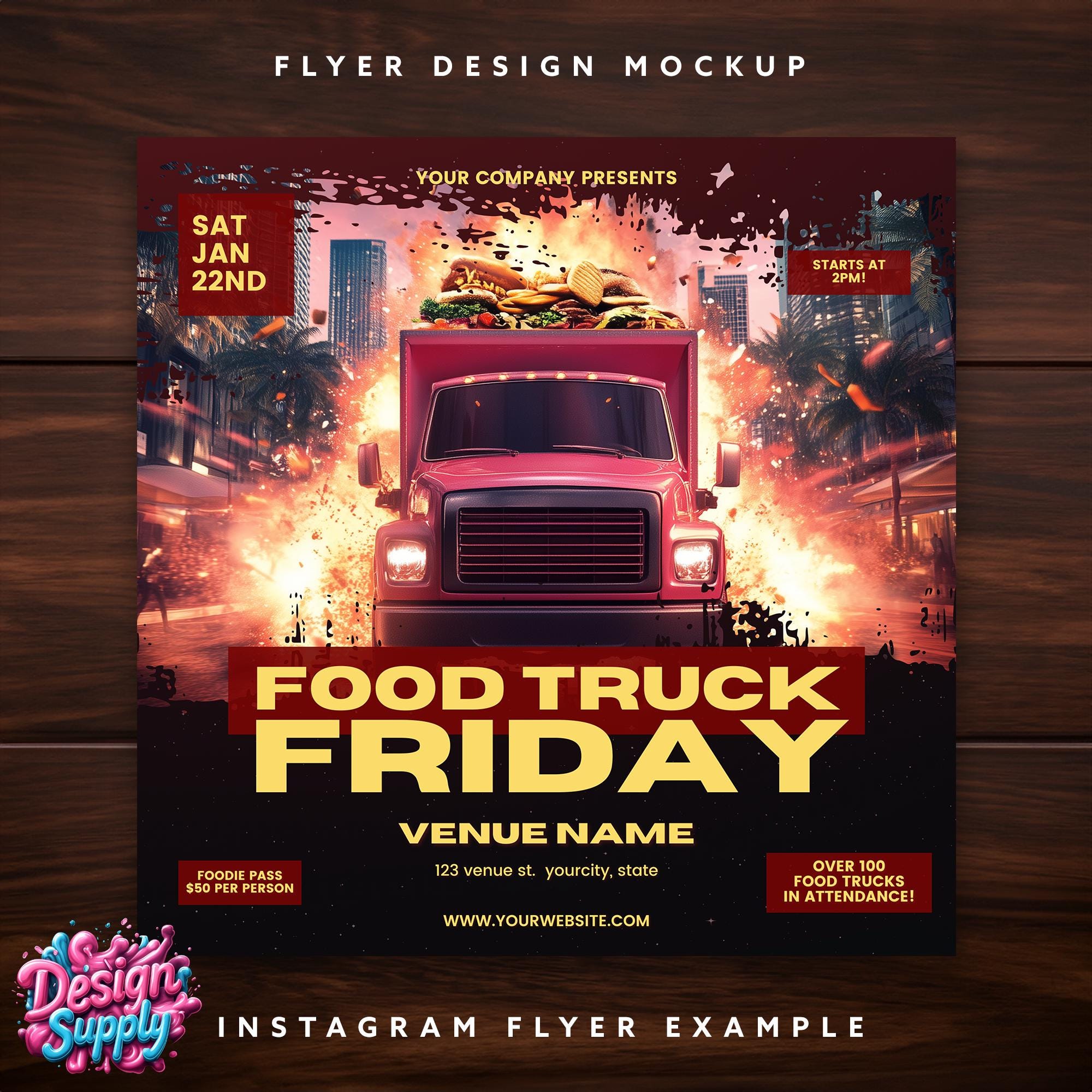 Food Truck Friday Flyer: Editable Event Promo Canva Template (digital ...