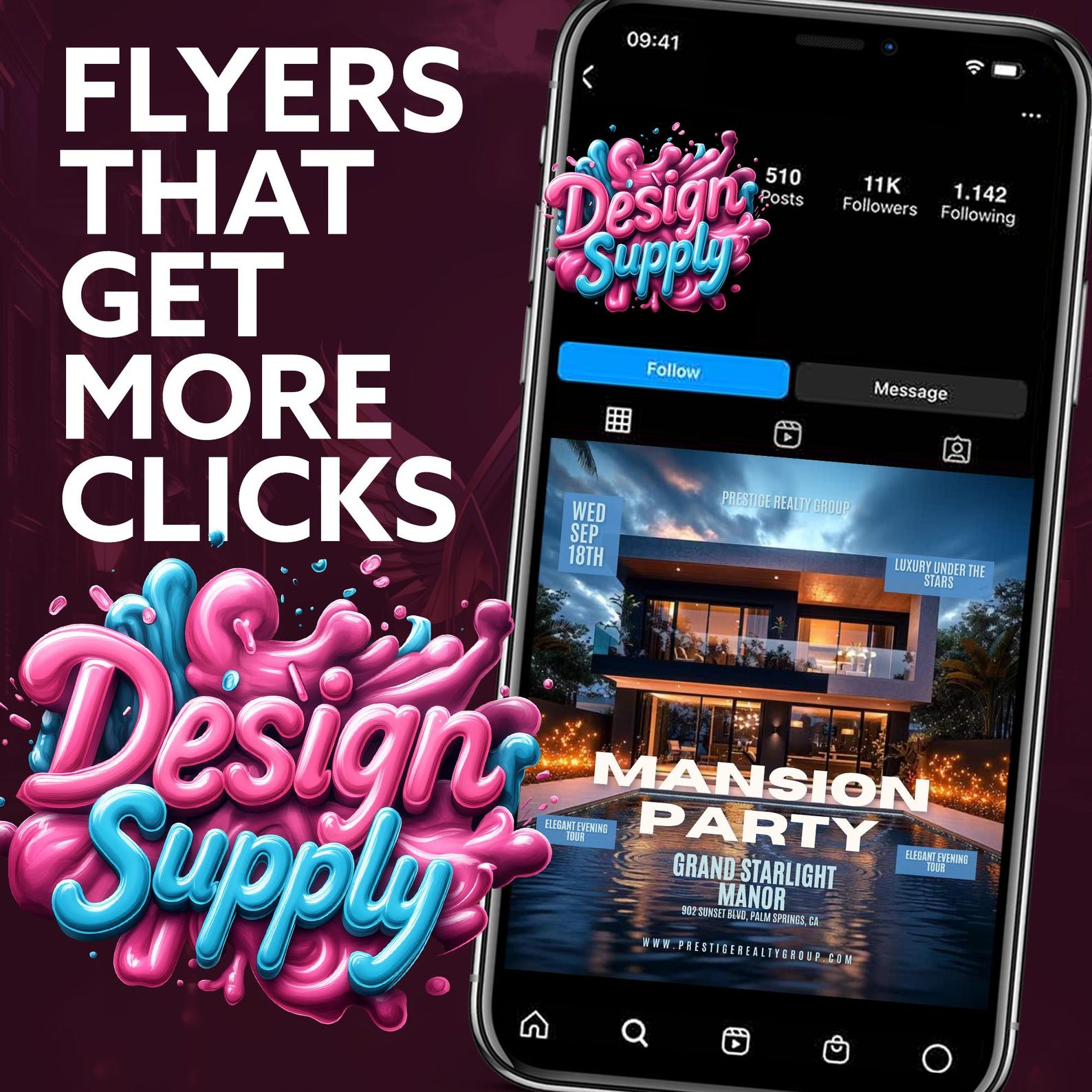 Animated Mansion Party Flyer: Elegant Event Canva Template (digital ...