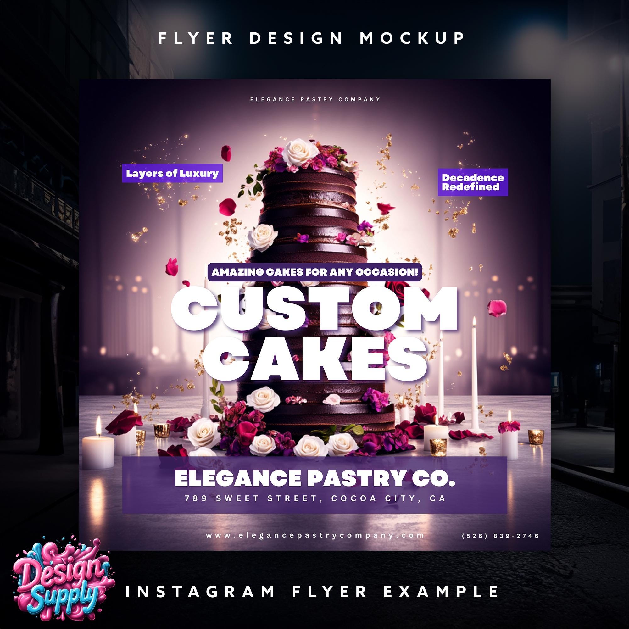 Custom Cakes Bakery Flyer Template: Editable Canva Design - Etsy