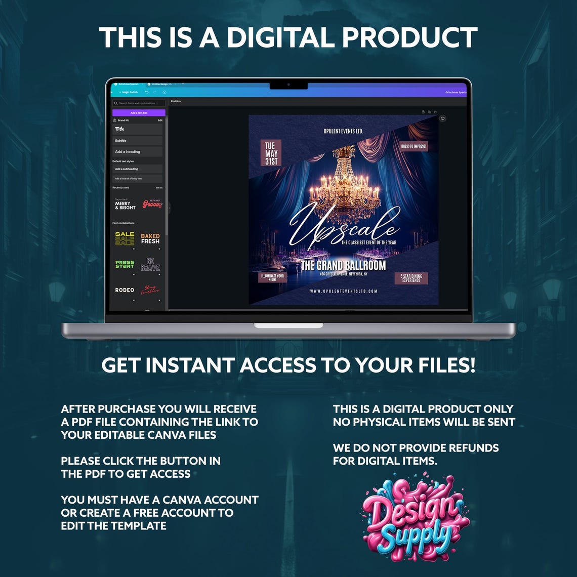 Upscale Gala Flyer Template | Classy Event Editable Canva Design ...