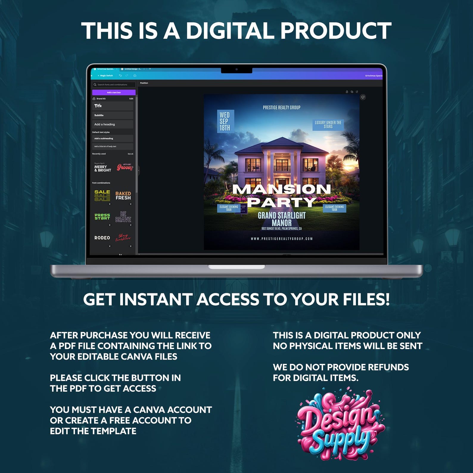 Mansion Party Flyer Template: Luxurious Event Invitation (editable ...