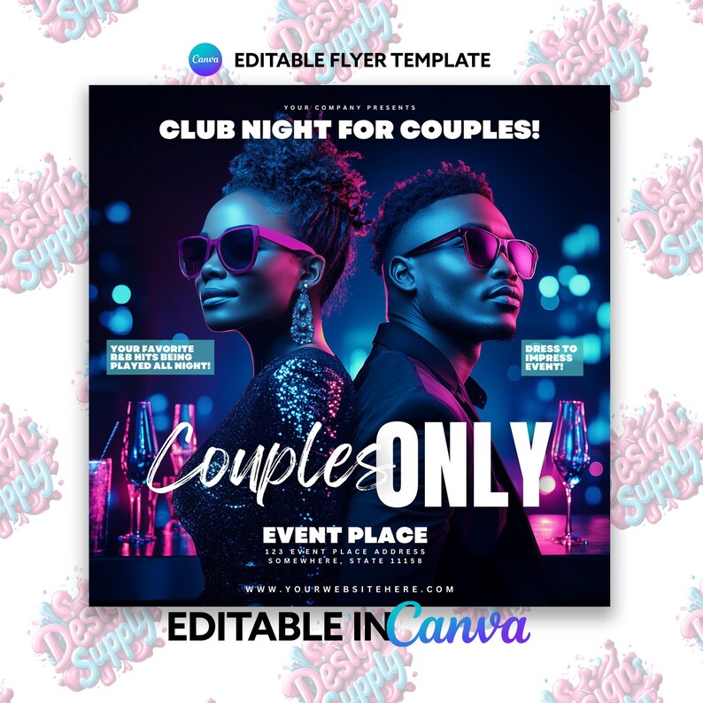 Couples Night Club Flyer: Urban Party Canva Template (editable) - Etsy