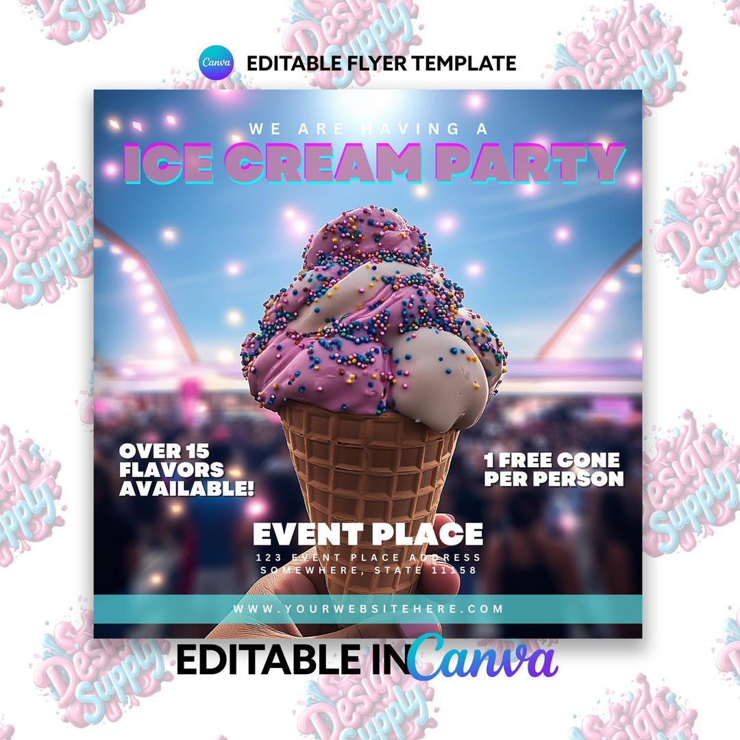 Ice Cream Party Flyer Canva Template | Promotional Flyer | Event Flyer ...