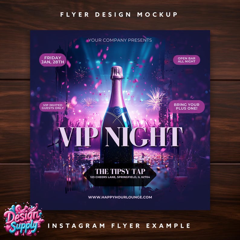 VIP Night Flyer Canva Template | Editable Club Party Design | Perfect ...