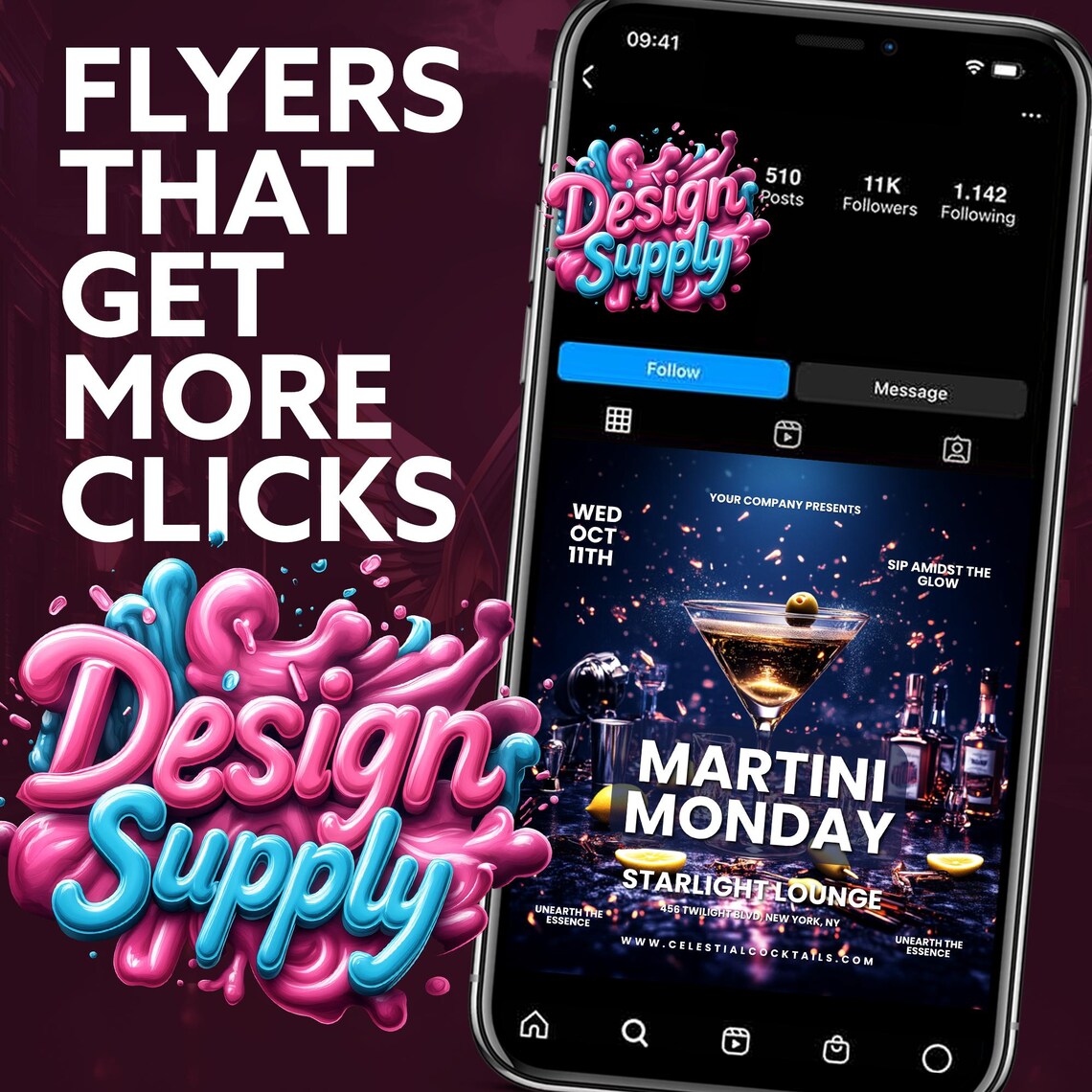 Martini Monday Flyer Template: Editable Cocktail Party Invitation ...