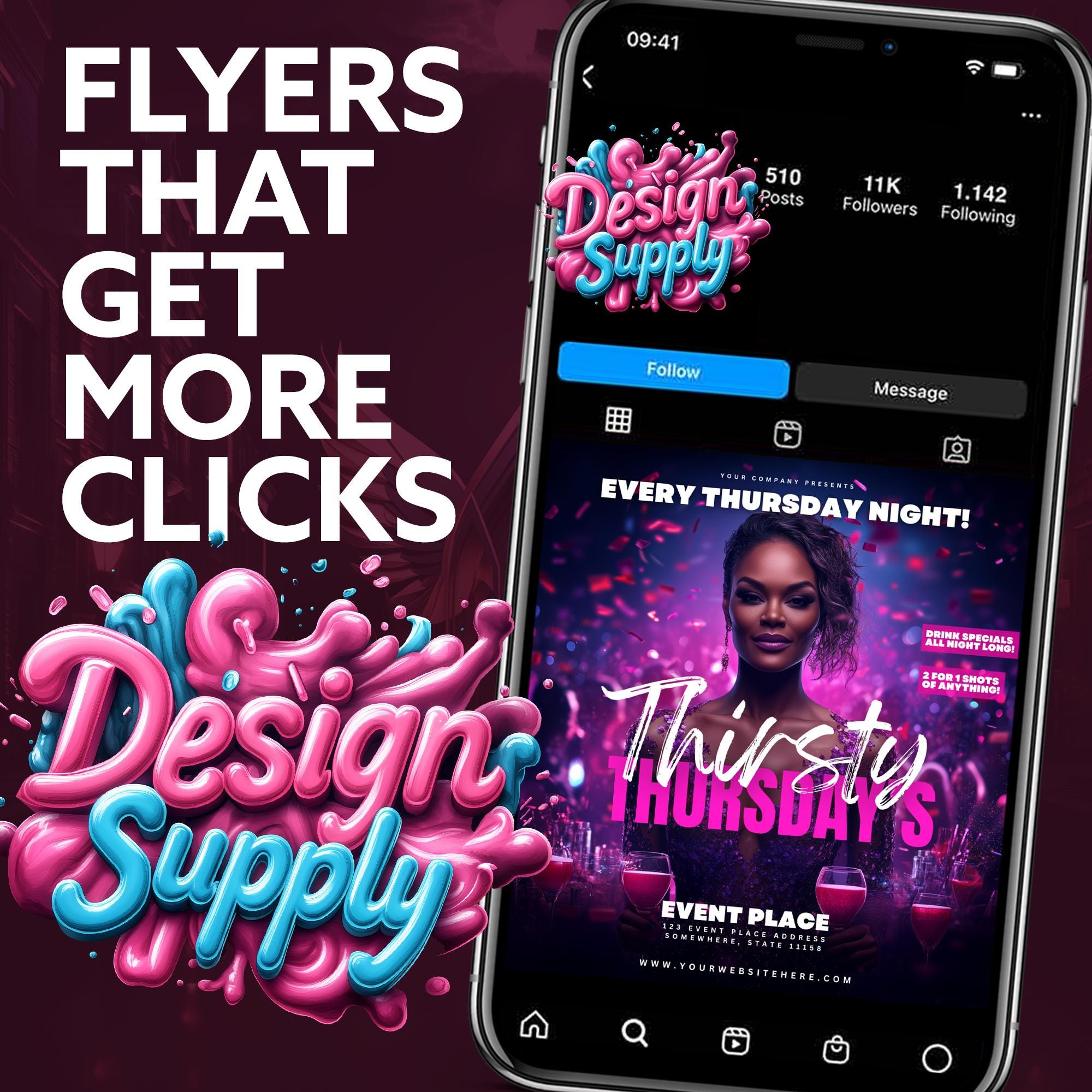 Thirsty Thursday Urban Club Party Flyer | Editable Canva Template for ...