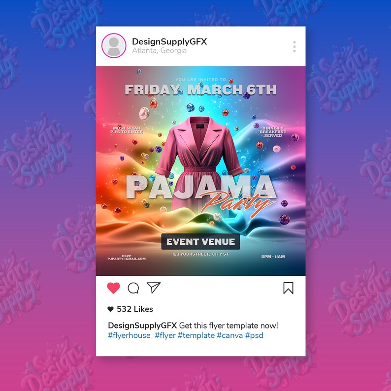 Pajama Party Invitation Flyer: Women's Sleepover, Editable Canva ...