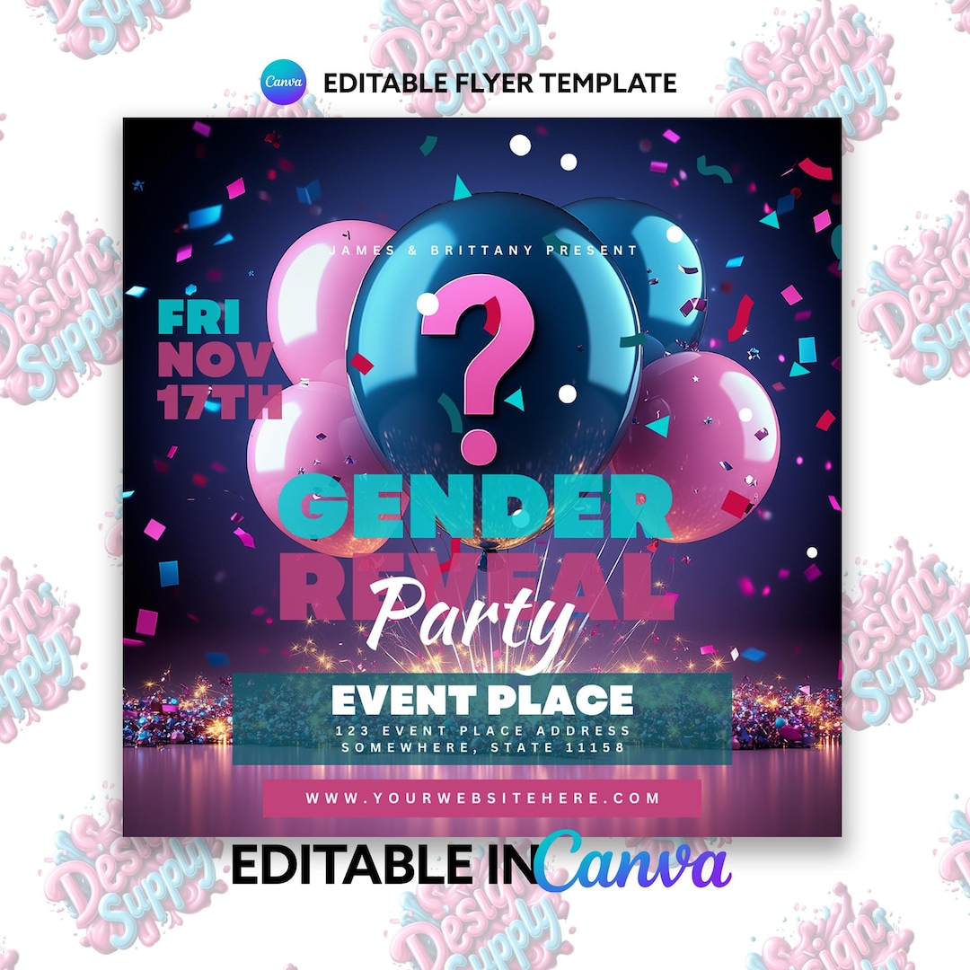 Gender Reveal Flyer Canva Template Promotional Flyer Event Flyer ...
