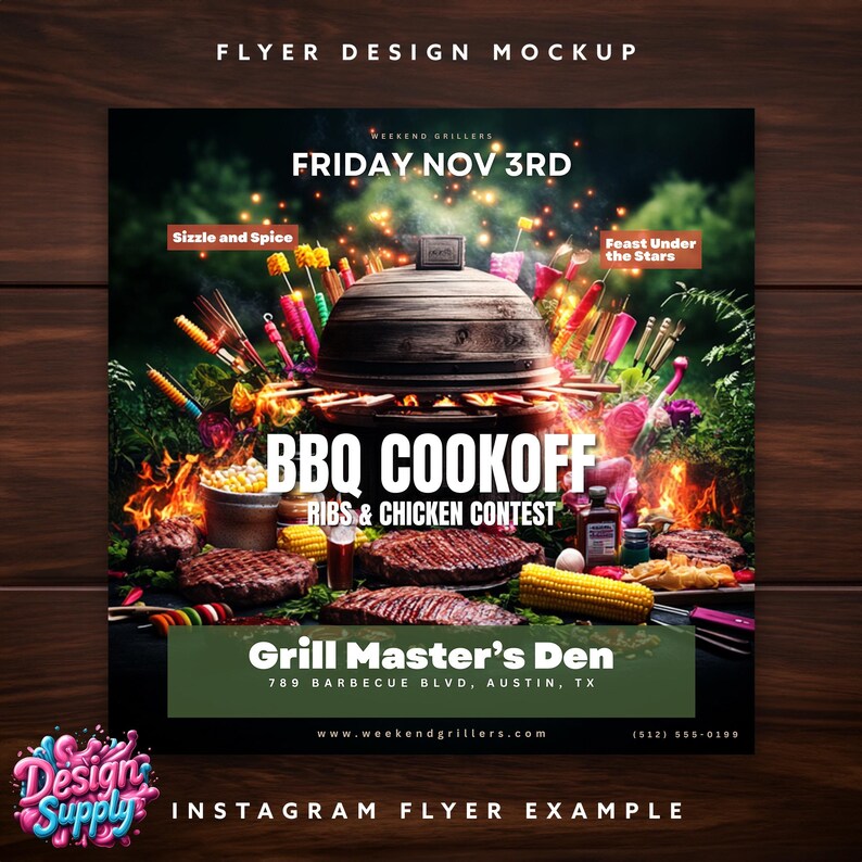 BBQ Cookoff Flyer Template: Editable Grill Event Invitation (canva) - Etsy