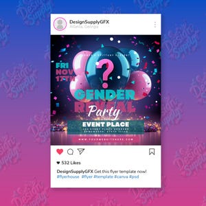 Gender Reveal Flyer Canva Template Promotional Flyer Event Flyer ...