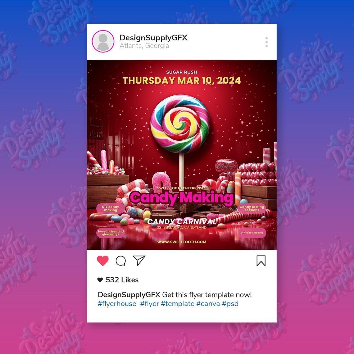 Candy Shop Event Flyer Template: Editable Canva Design - Etsy