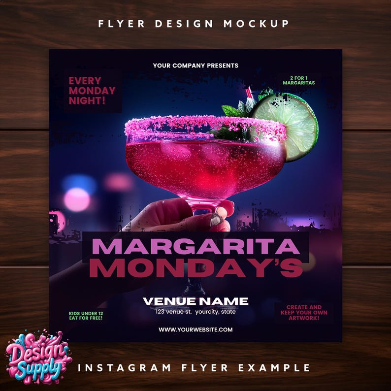 Margarita Monday's Flyer Template: Editable Party Event Design (canva ...
