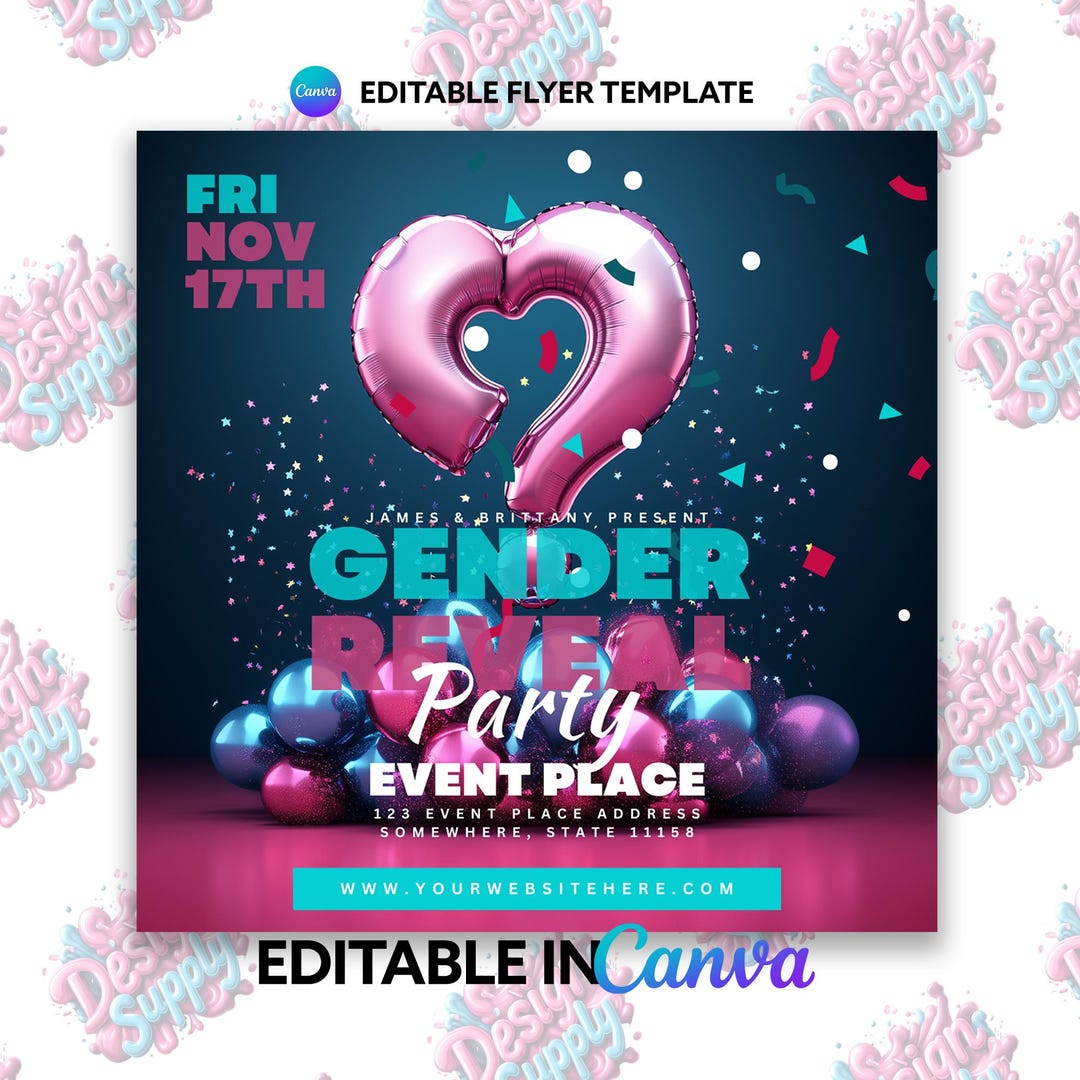 Gender Reveal Flyer Canva Template | Promotional Flyer | Event Flyer ...