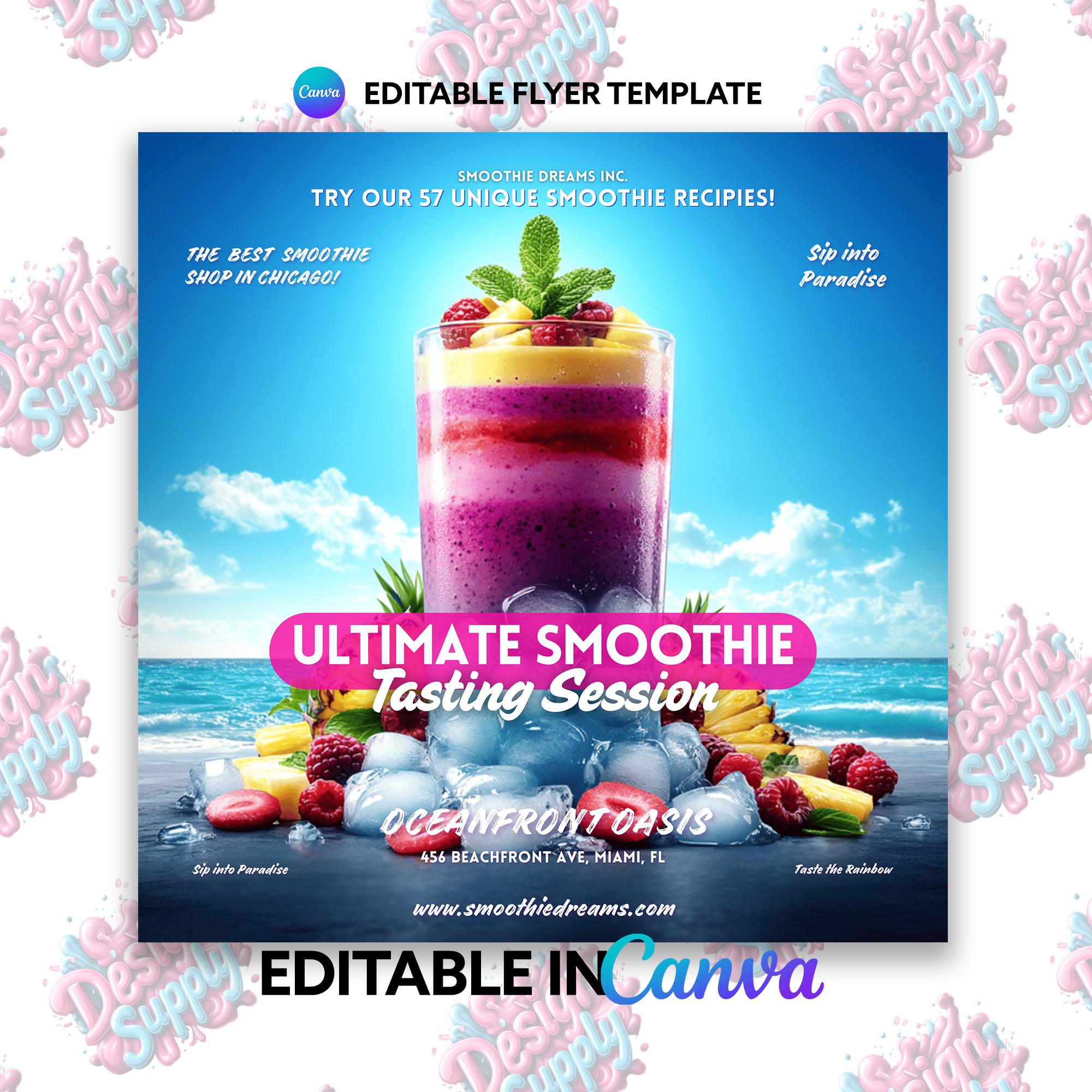 Smoothie Tasting Session Flyer: Editable Canva Template - Etsy