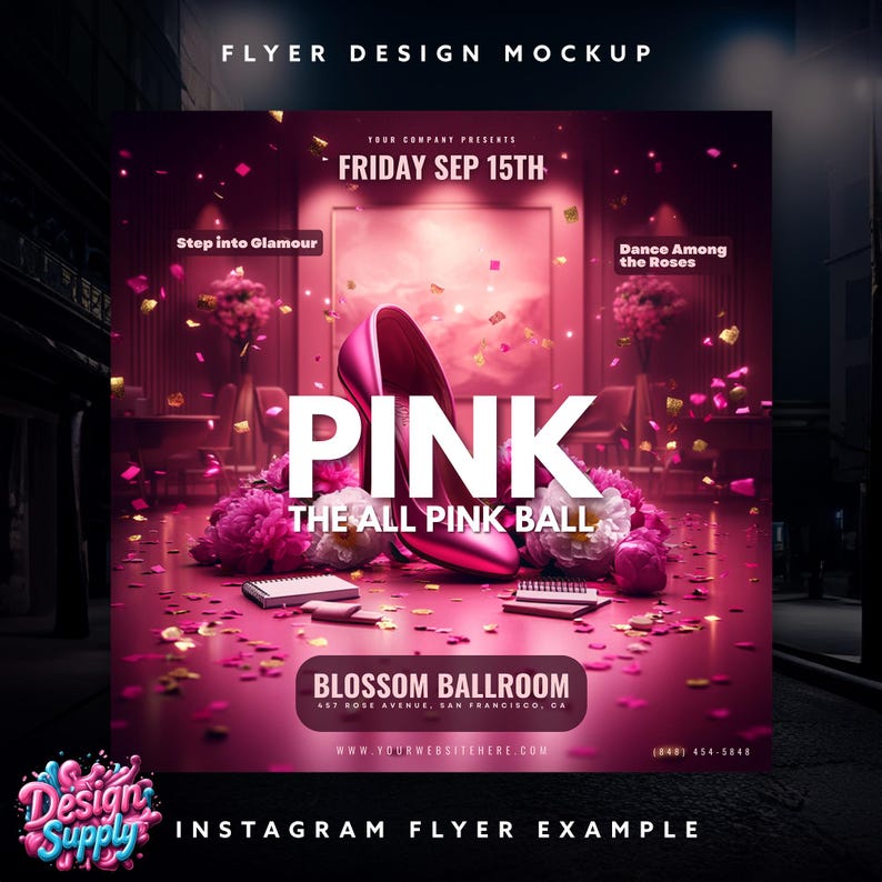 Pink Gala Flyer Template: Elegant Event Invitation (editable Canva ...
