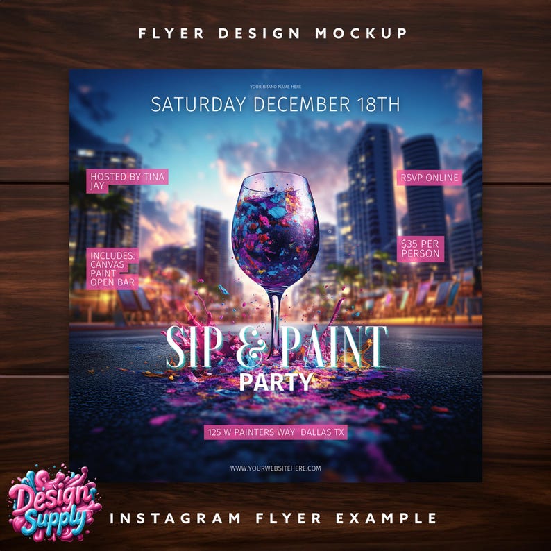 Sip and Paint Event Flyer: Editable Canva Template - Etsy