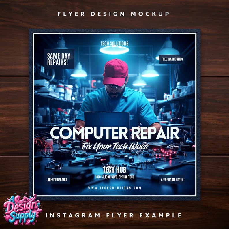 Computer Repair Flyer Template: Editable Tech Service Ad (canva) - Etsy