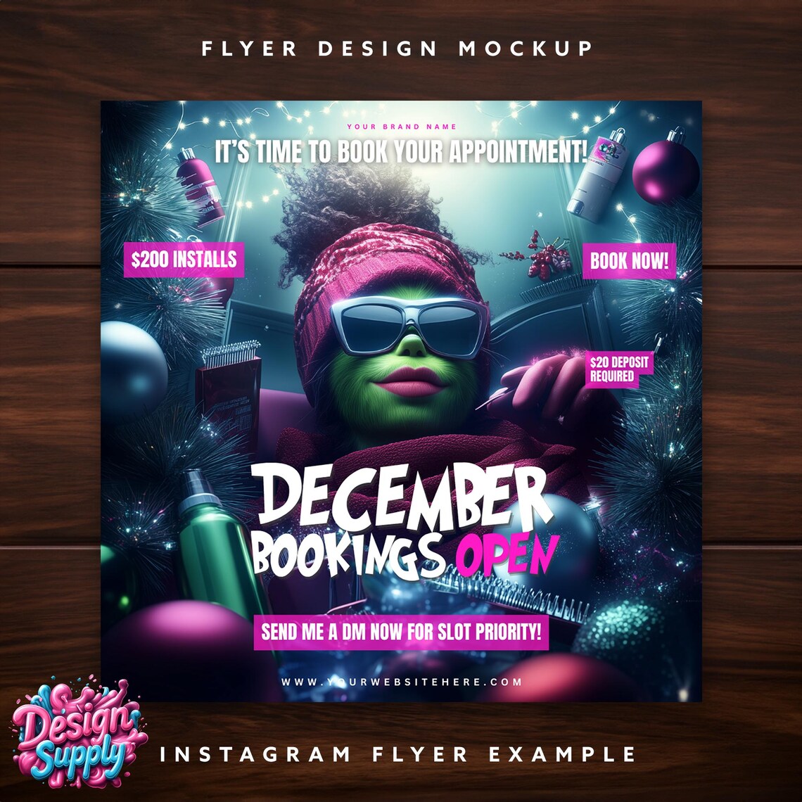 Grinch Booking Flyer Canva Template | Promotional Advertisement Layout ...
