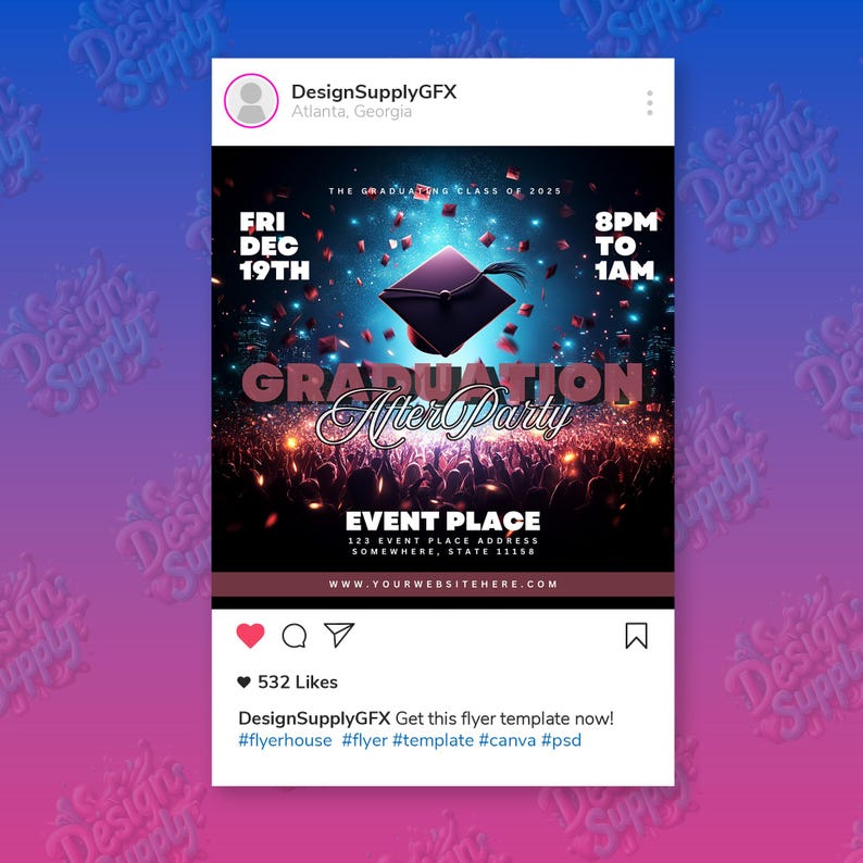Graduation Flyer Canva Template | Event Flyer Editable | Instagram Post ...