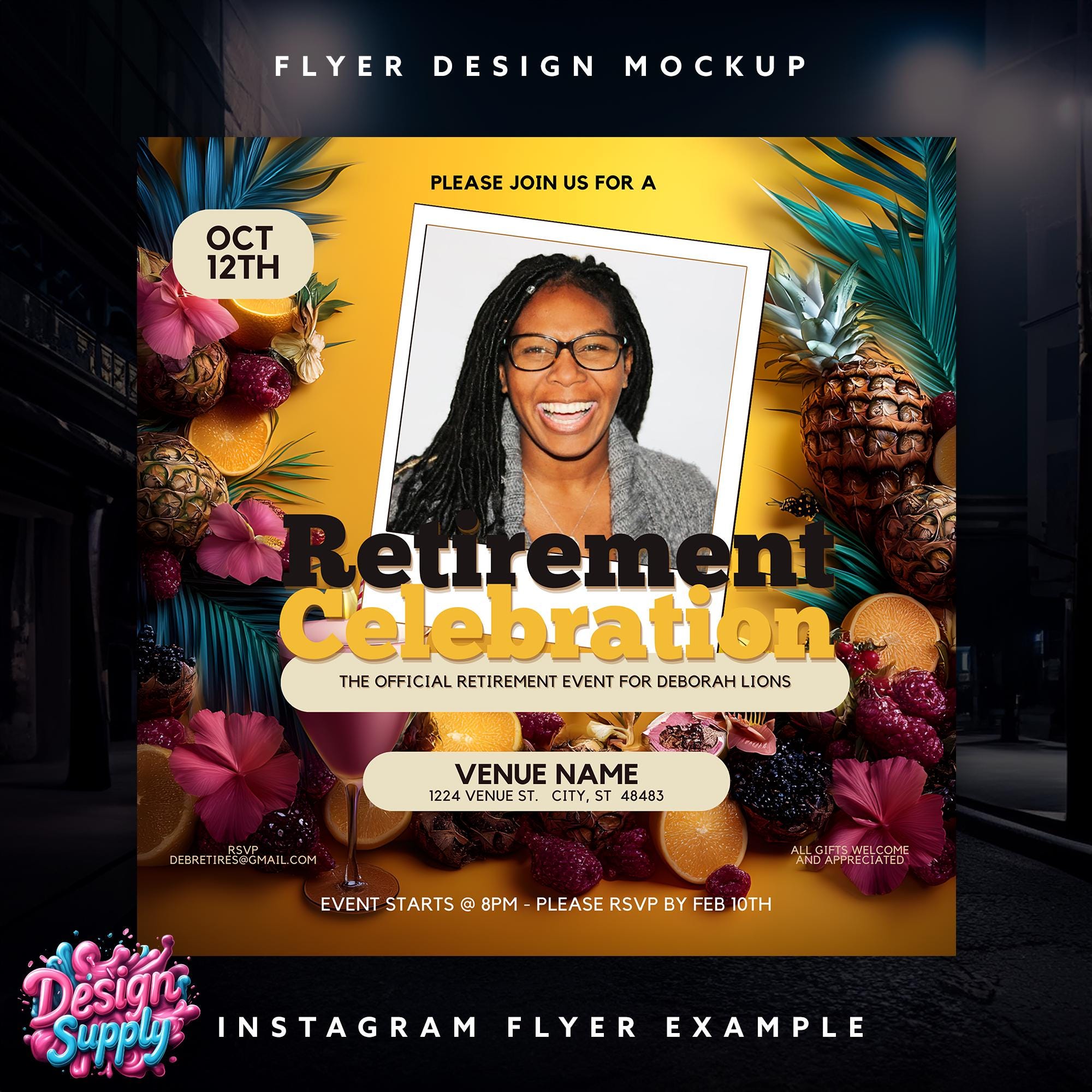Tropical Retirement Party Flyer: Editable Canva Template (digital ...