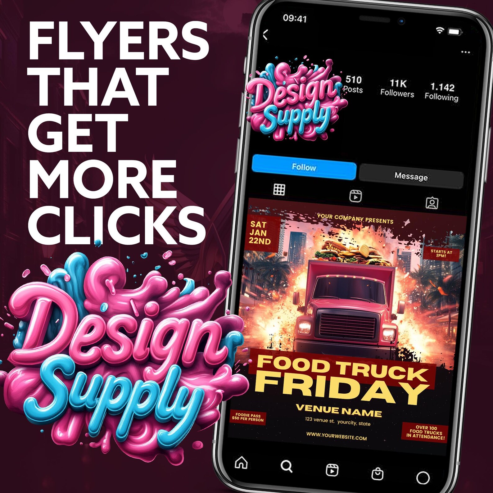 Food Truck Friday Flyer: Editable Event Promo Canva Template (digital ...