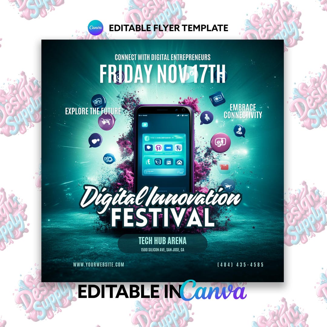 Tech Event Flyer Template: Editable Canva Design (digital Download) - Etsy