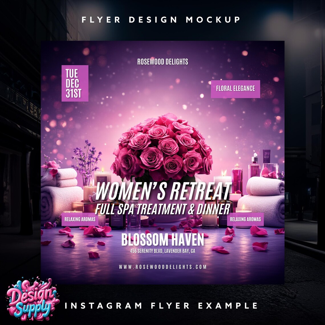 Womens Retreat Spa Flyer Template | Editable Canva Template for Spa ...