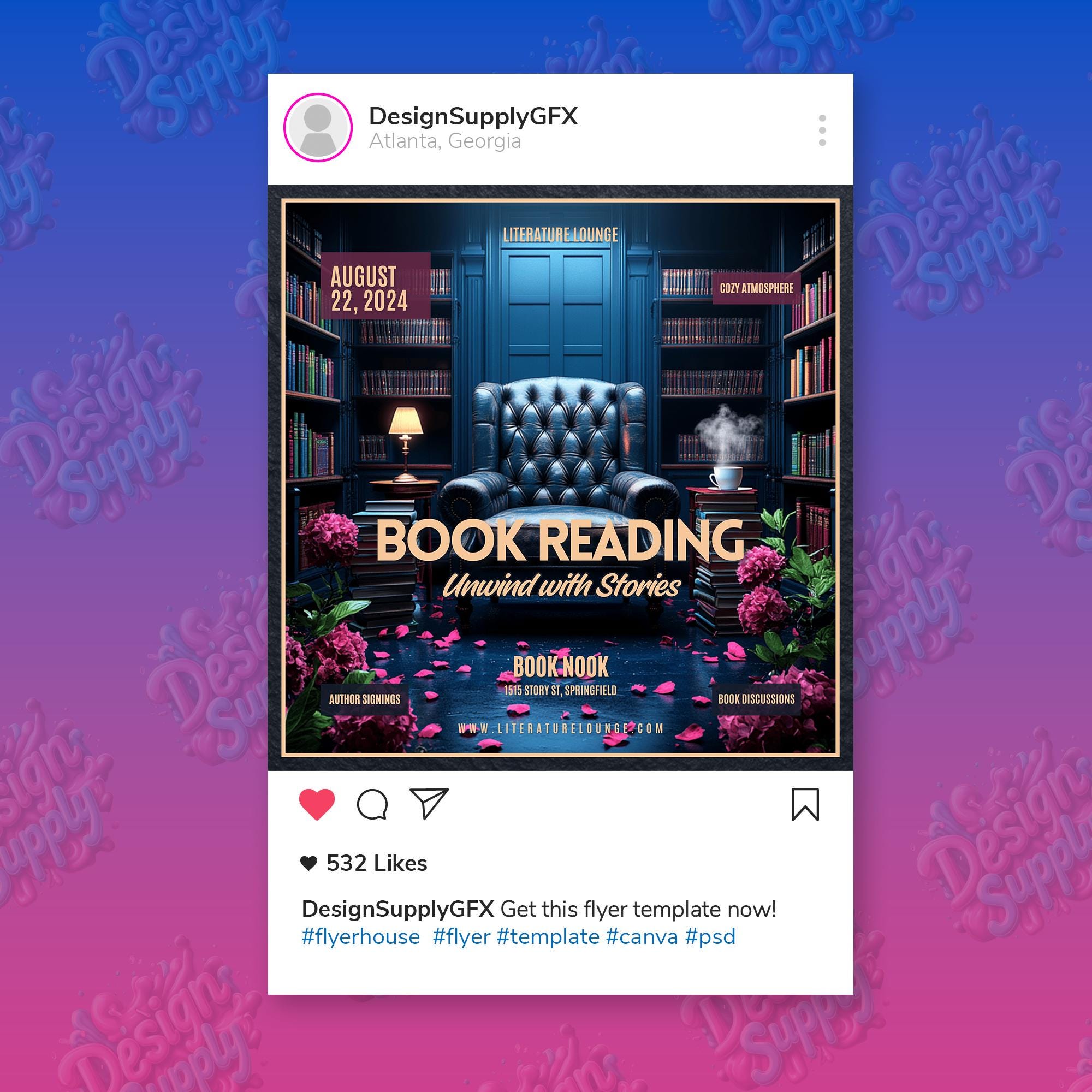 Book Reading Flyer Template: Author Event Invitation (editable Canva ...