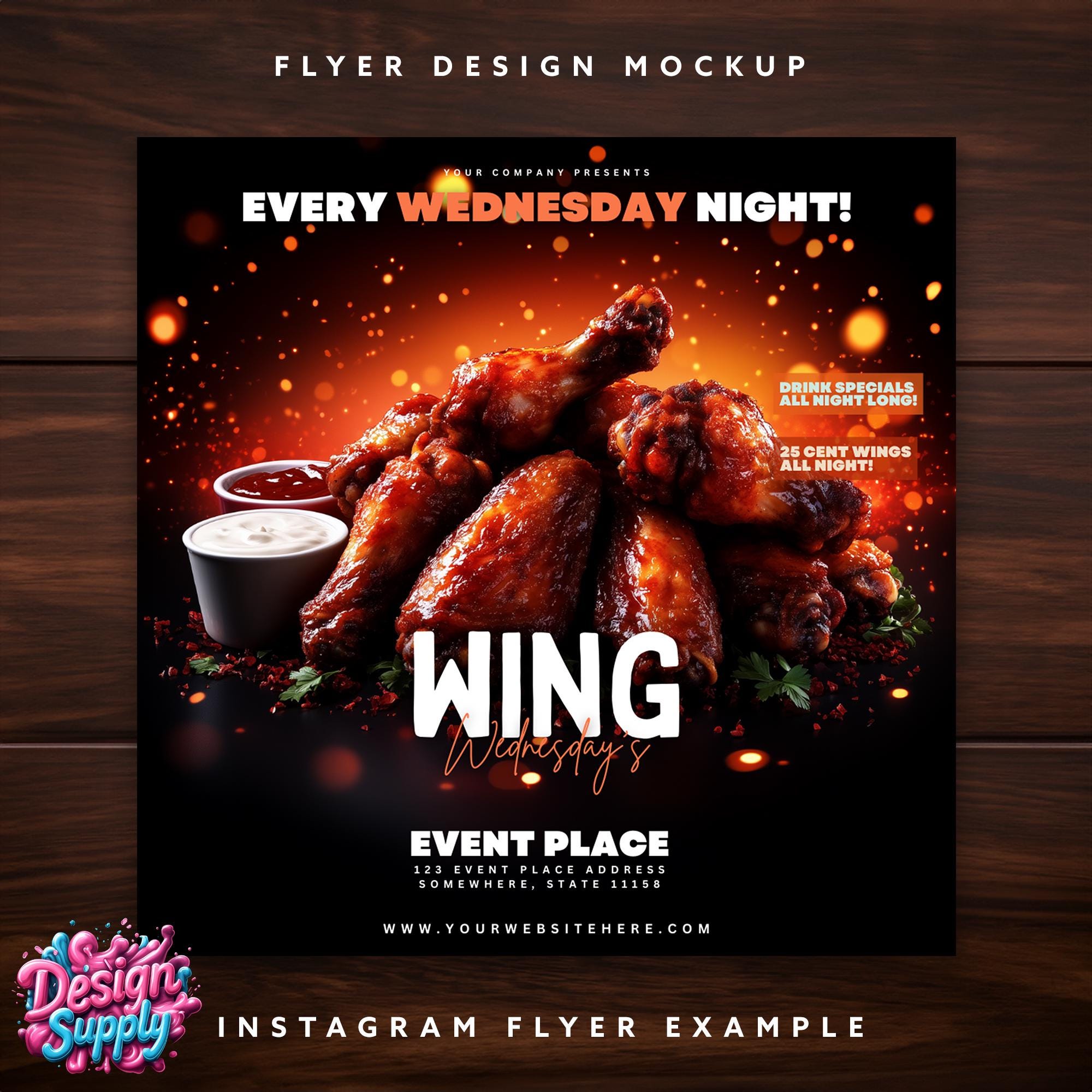 Wing Wednesday Canva Template: Urban Party Flyer - Etsy