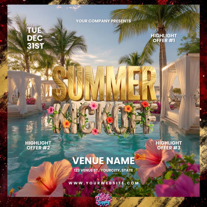 Summer Club Flyer Template | Tropical Pool Party Design | Instagram ...