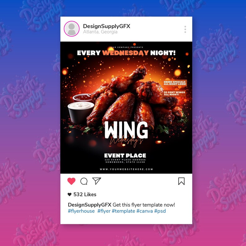 Wing Wednesday Canva Template: Urban Party Flyer - Etsy