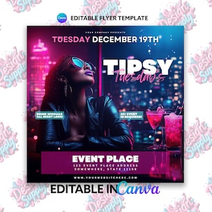 Tipsy Tuesdays Flyer: Urban Club Event Canva Template - Etsy