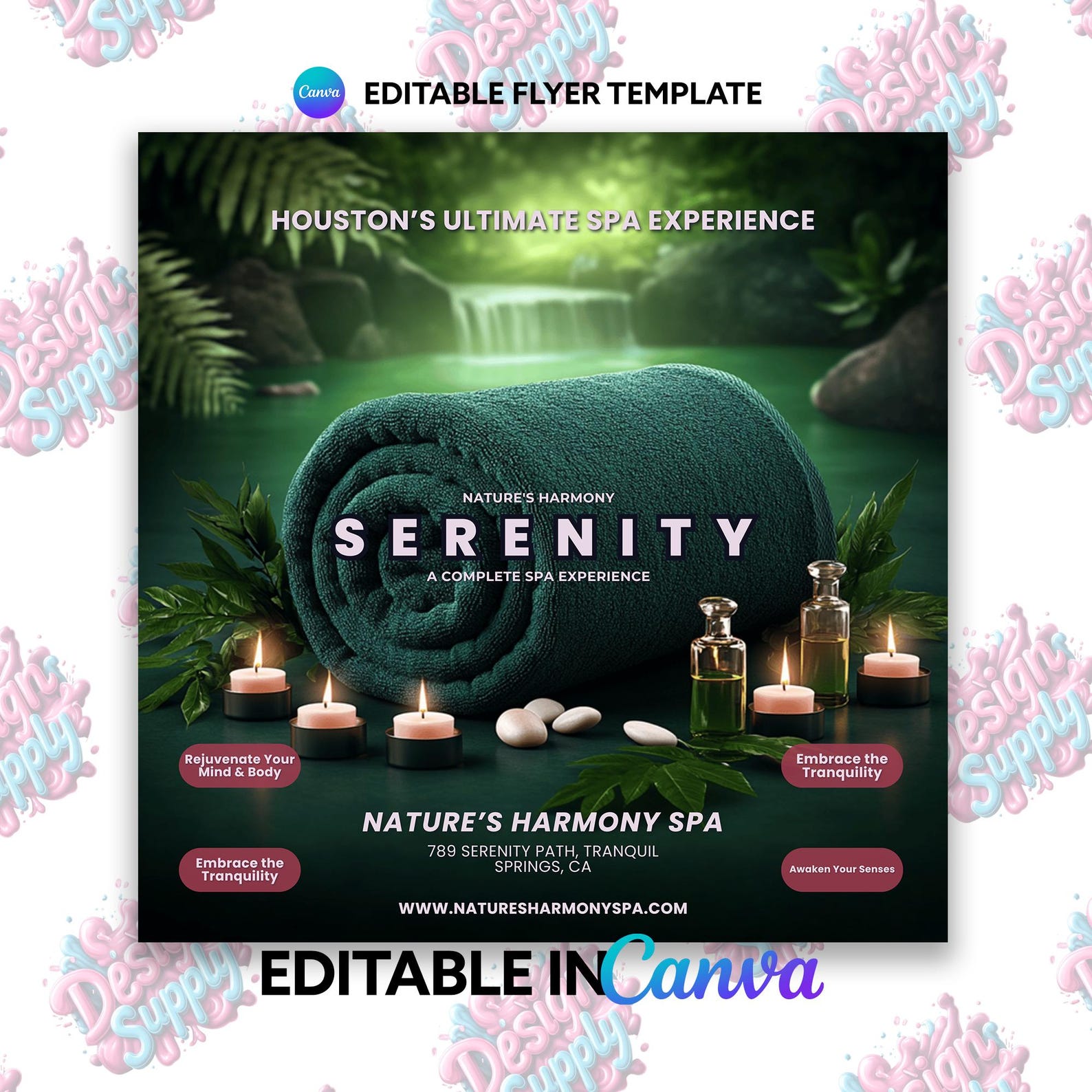 Serenity Spa Experience Flyer Template | Editable Canva Design for ...