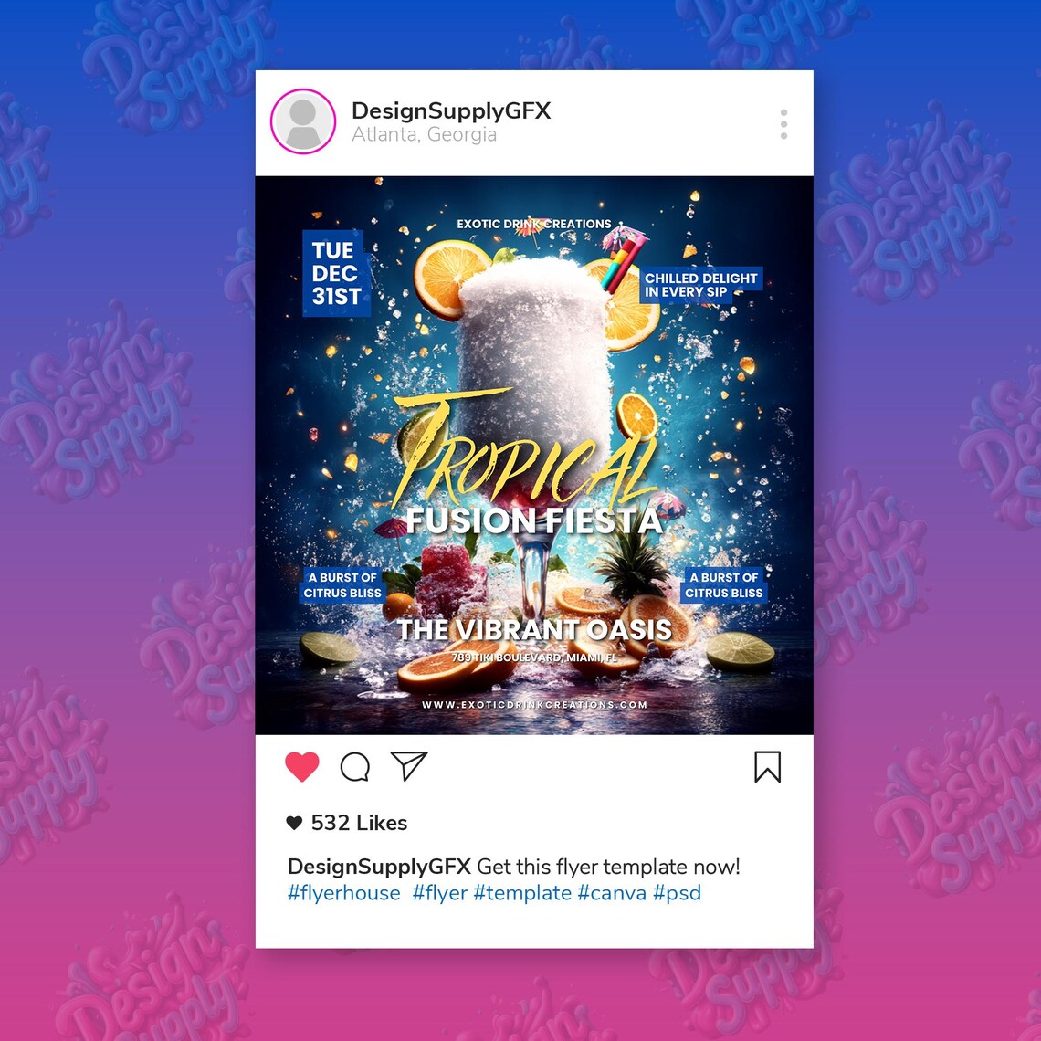 Tropical Drink Party Flyer Template: Editable Canva Invitation - Etsy