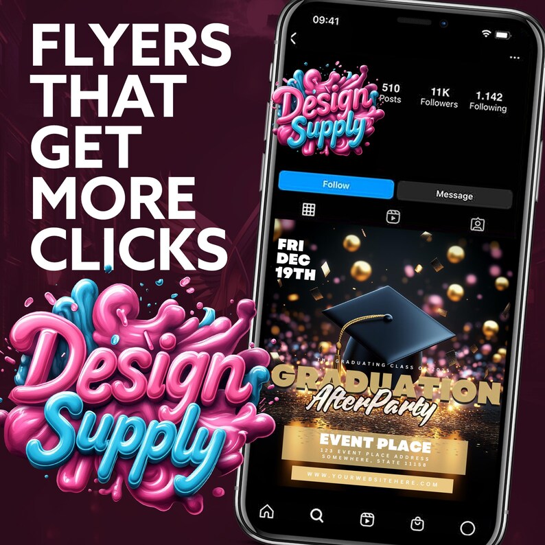 Graduation Afterparty Flyer Template: Editable Event, Social Media ...