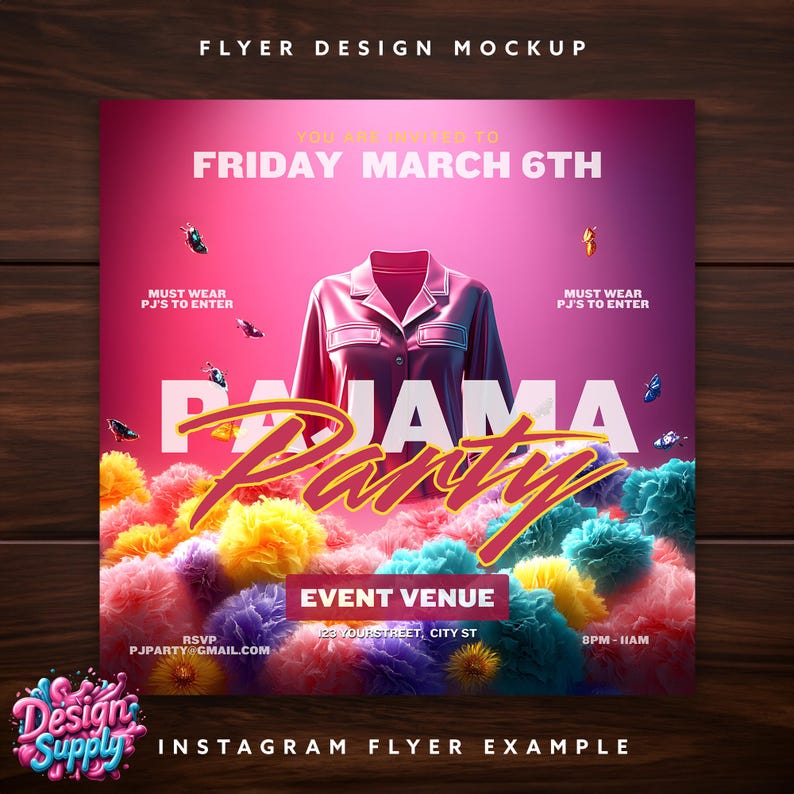 Pink Pajama Party Flyer Template: Editable Sleepover Design (canva) - Etsy