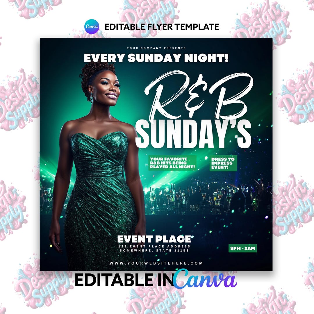 R&B Sundays Club Flyer | Party Flyer Canva Template | Editable Event ...
